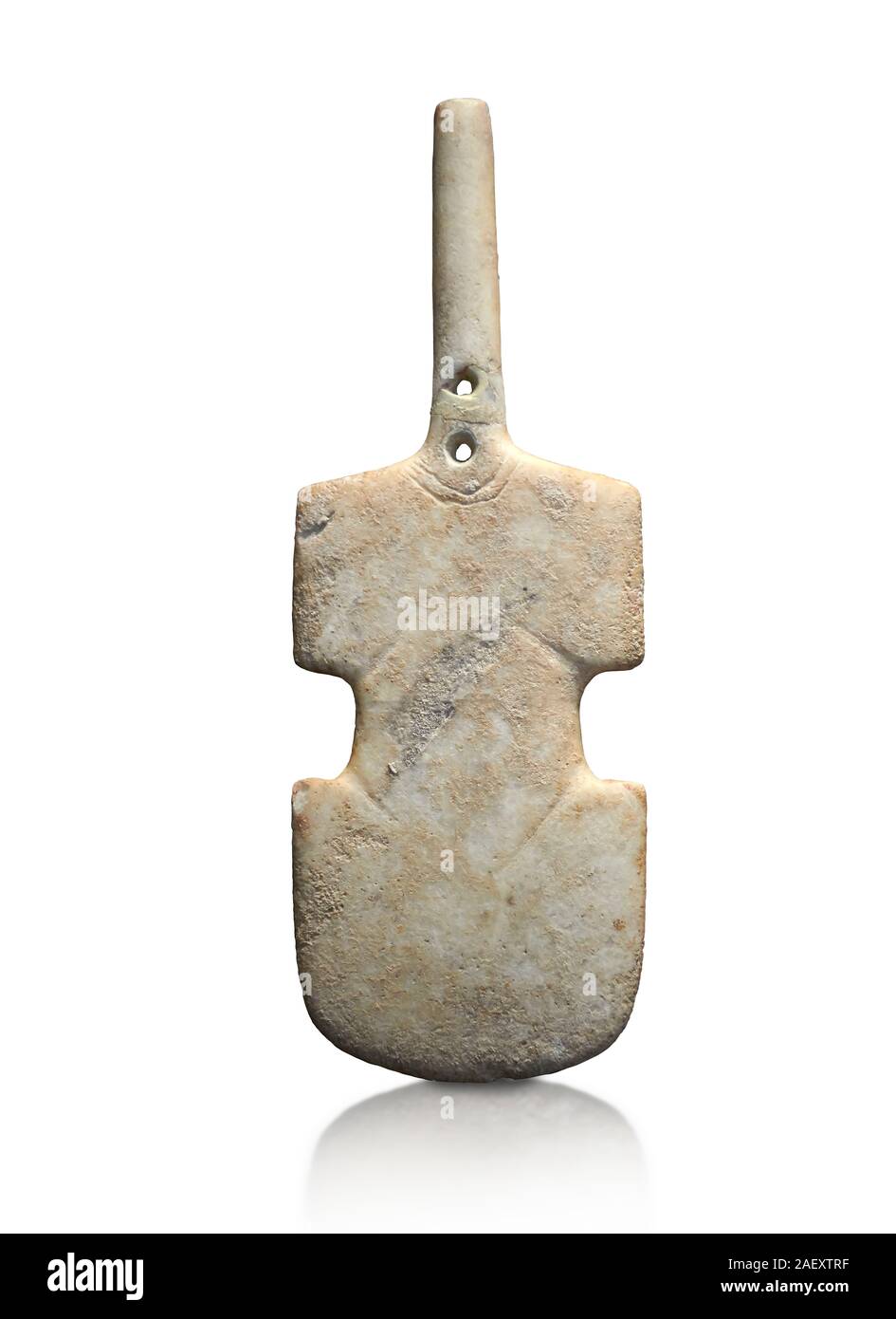 Cycladic violin shaped figurine. Early Cycladic Period I (Grotta-Pelos ...
