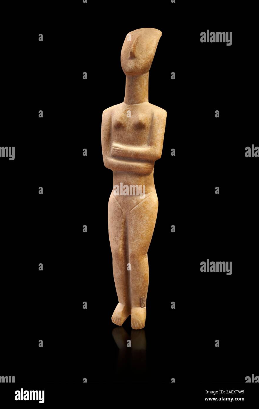 Marble female Cycladic statue figurine with folded arms of the Spedos ...