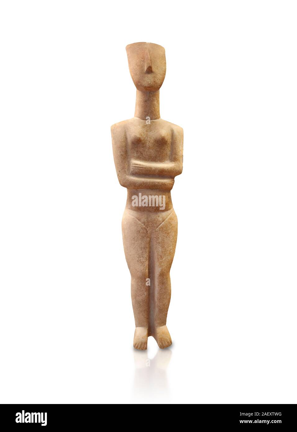 Marble female Cycladic statue figurine with folded arms of the Spedos ...