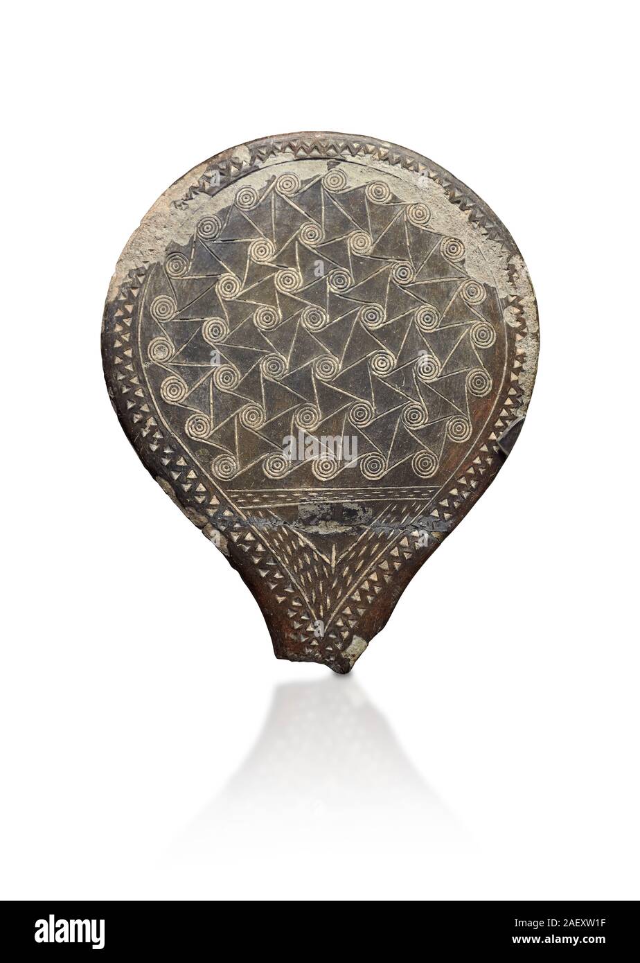 Cycladic terracotta 'frying pan' with incied spiral decoration from ...