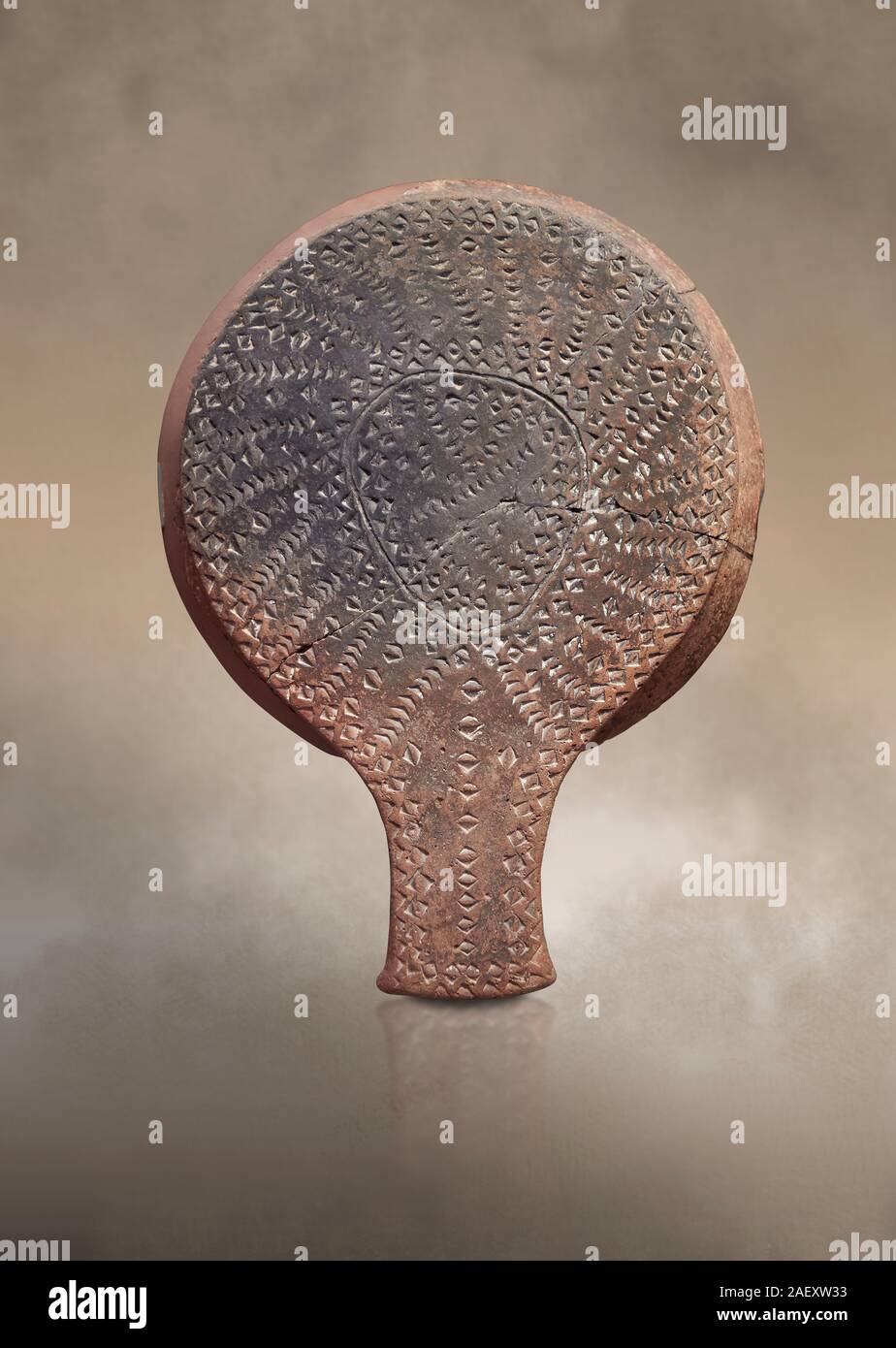 Cycladic terracotta 'frying pan' with incied linear decoration from ...