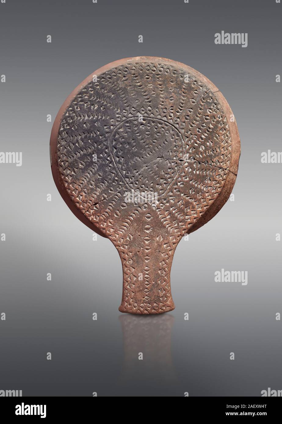 Cycladic terracotta 'frying pan' with incied linear decoration from ...