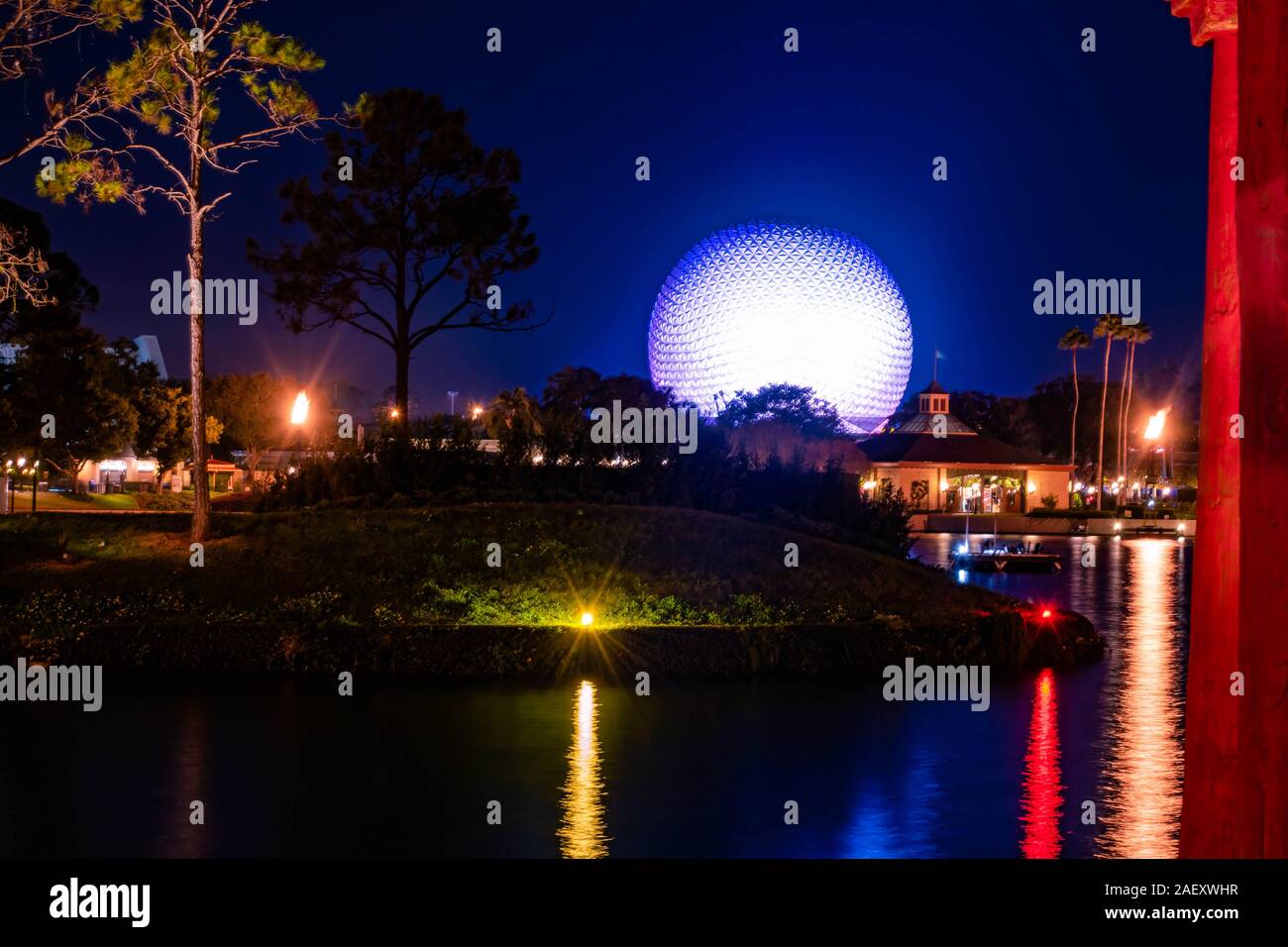 Orlando, Florida. December 03, 2019. Big sphere and partial view of ...