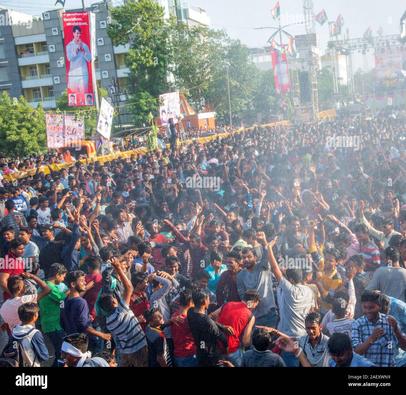 AMRAVATI, MAHARASHTRA, INDIA - 8 SEPTEMBER 2018: Crowd of young People ...