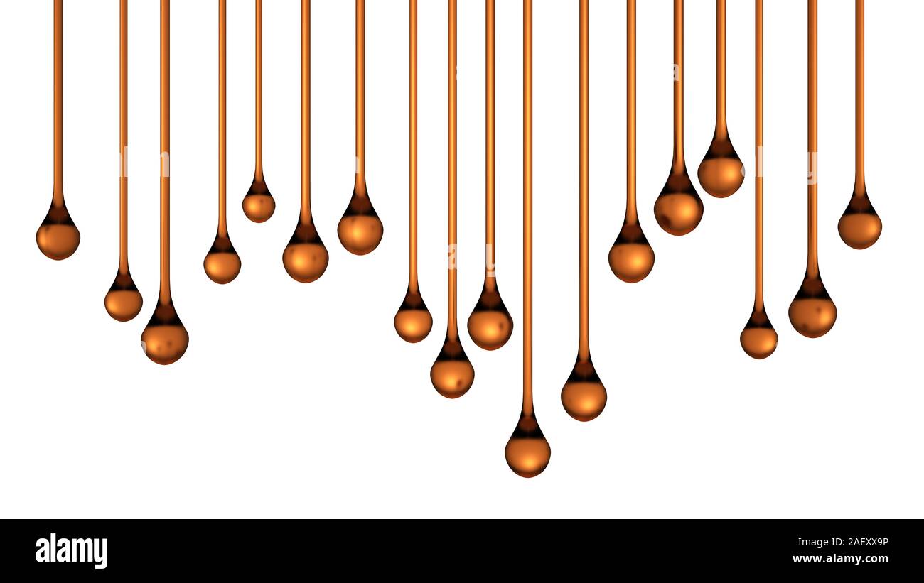 Flowing drops, isolated white background. 3d rendering, 3d illustration ...