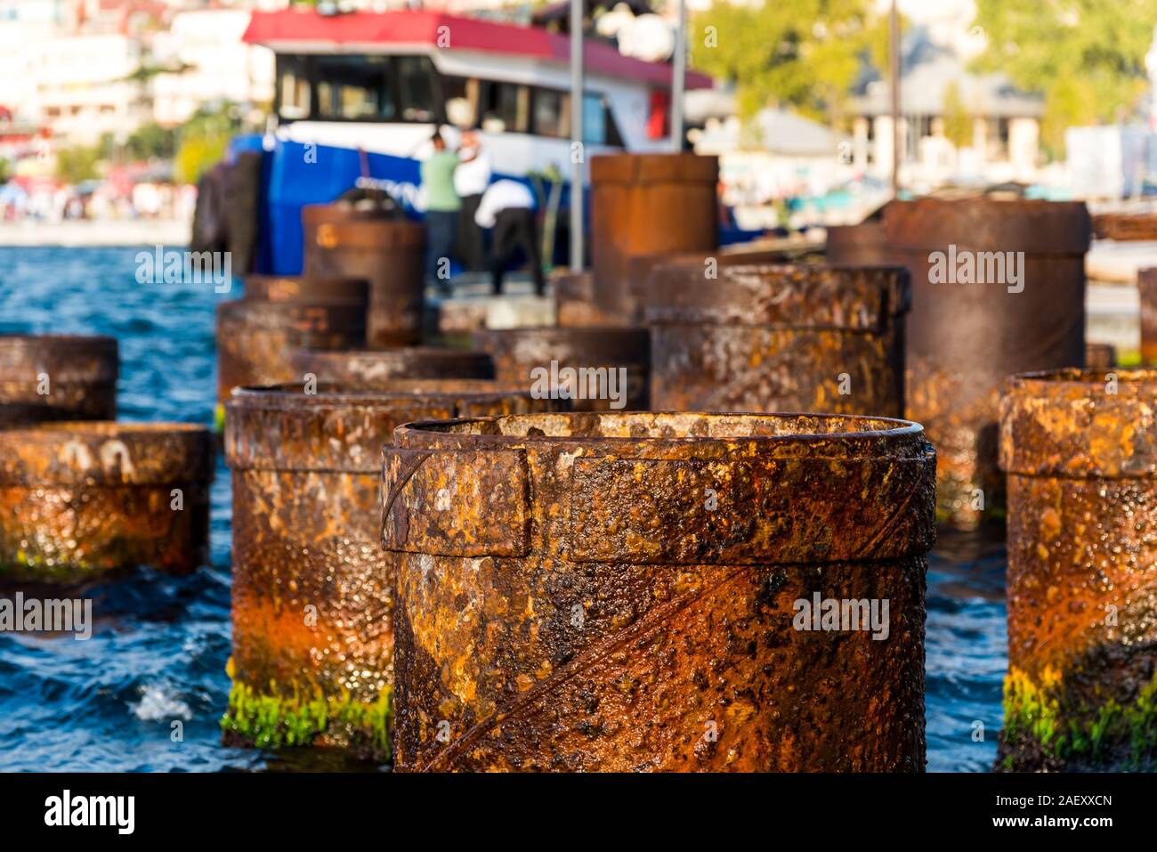 Water coming out pipes boats hi-res stock photography and images - Alamy