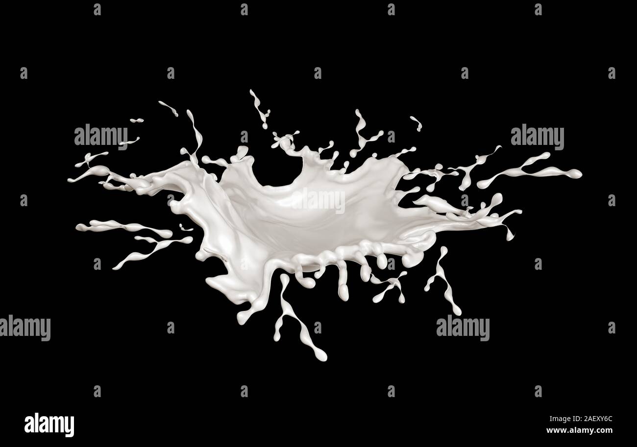 White and black splash isolated on white and black background. 3d ...
