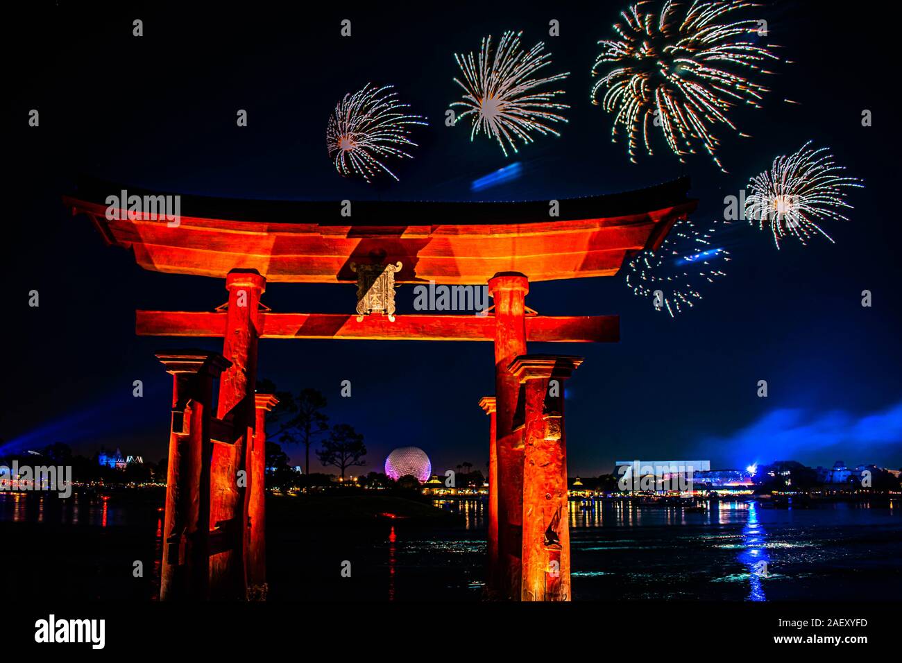 Orlando, Florida . December 06, 2019. Spectacular view of Epcot Forever ...
