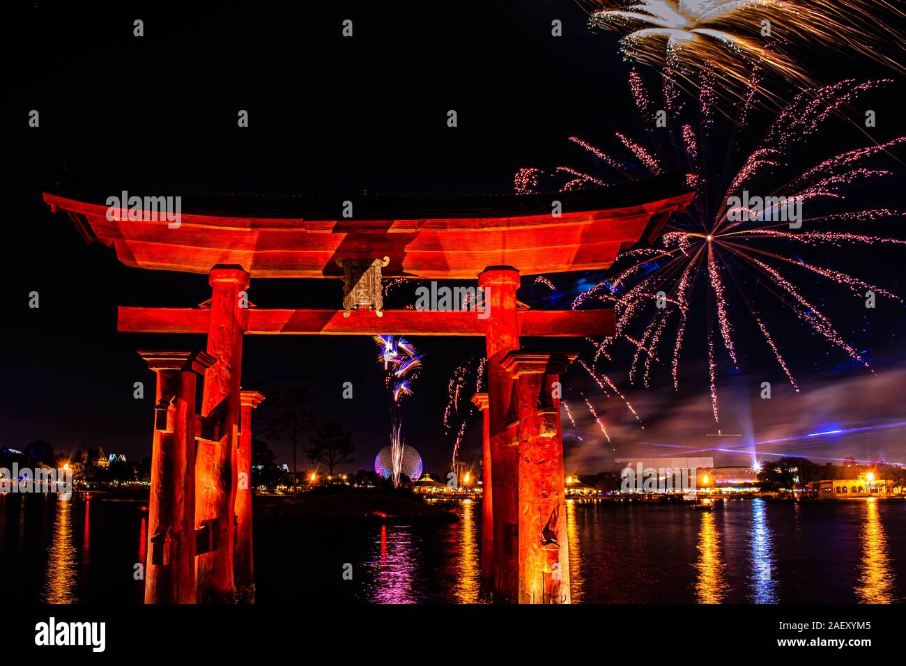 Orlando, Florida . December 06, 2019. Spectacular view of Epcot Forever ...