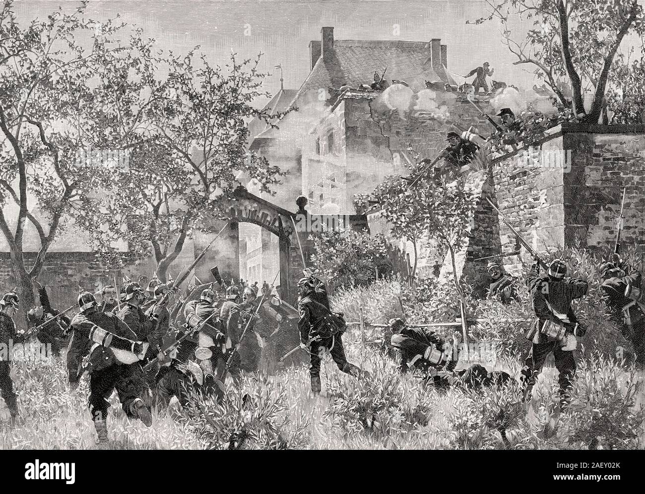 Storming of the Geissburg on 4 August 1870, Battle of Wissembourg Stock ...