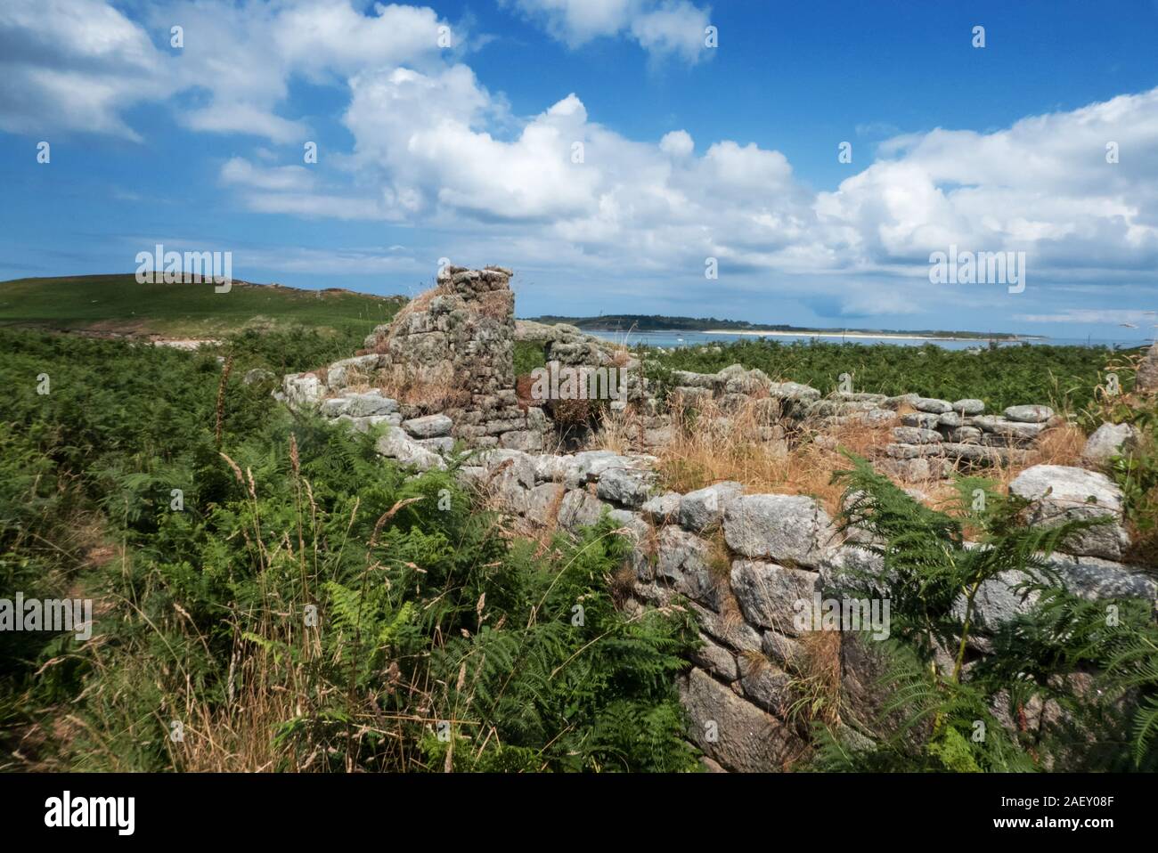 The sad ruins of Woodcock's cottage, abandoned in 1855, Samson, Isles ...