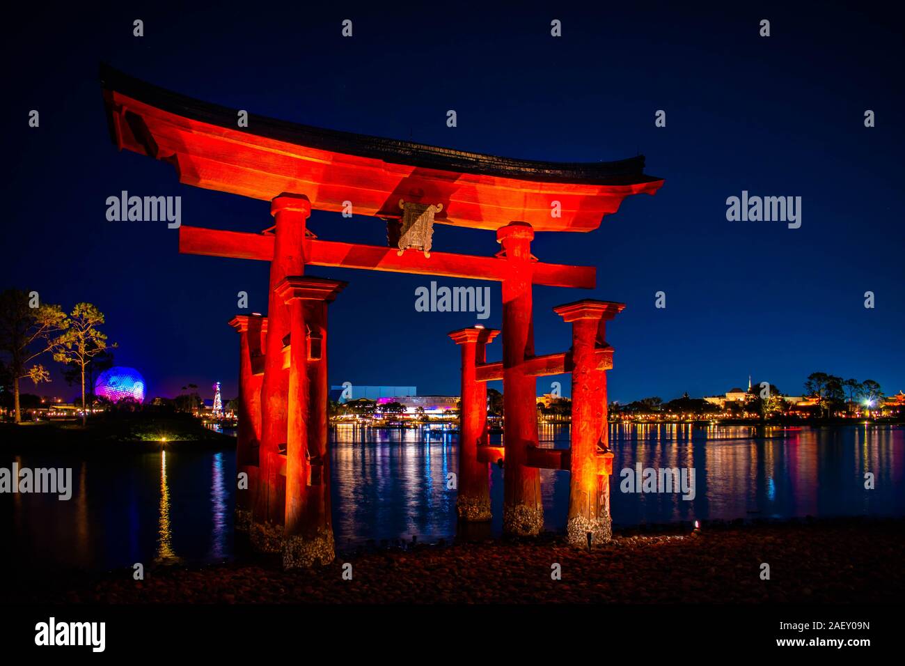 Orlando, Florida. December 06, 2019. Beautiful view of japanese arch at ...