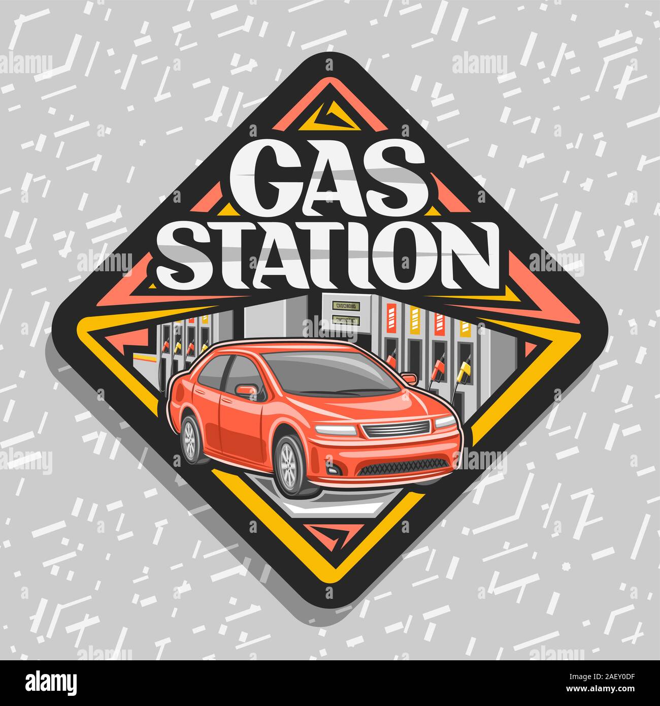 Vector logo for Gas Station, black decorative road sign with ...