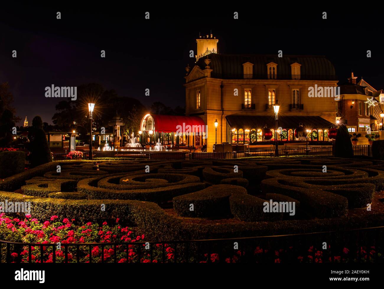 Orlando, Florida. November 29, 2019. Beautiful garden and european ...