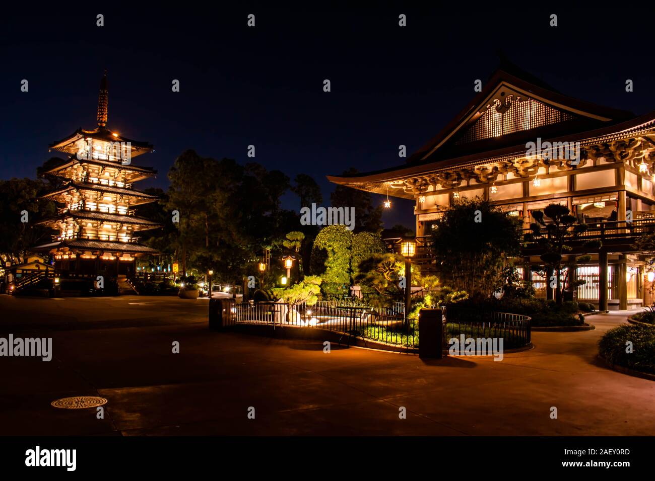 Orlando, Florida. November 29, 2019. Illuminated Japan Pavillion and ...