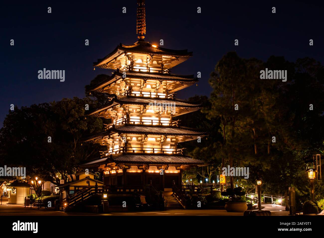 Orlando, Florida. November 29, 2019. Illuminated oriental building in ...
