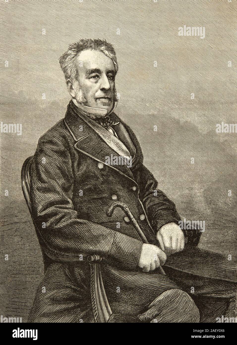 engraving , Portrait of George Grote 1794 - 1871 ; historian of English ...