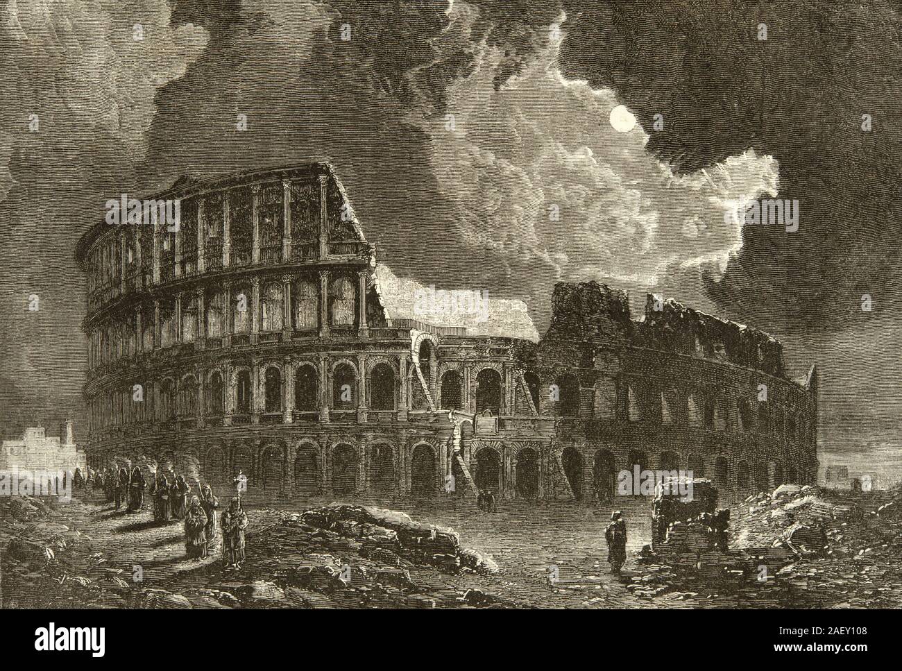 Engraving of the colosseum in rome hi-res stock photography and images ...