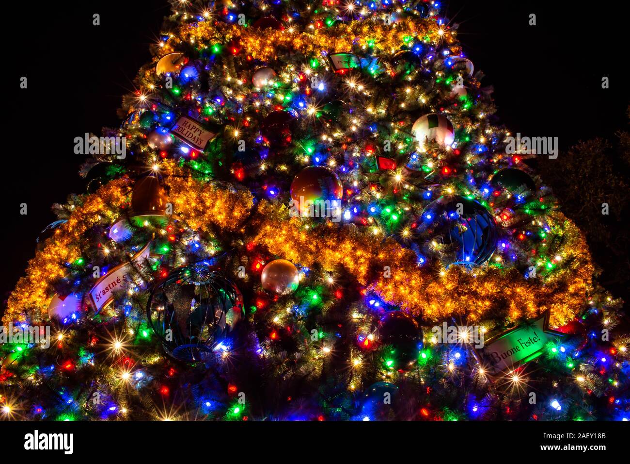 Orlando, Florida. November 29, 2019. Partial view of illuminated and ...