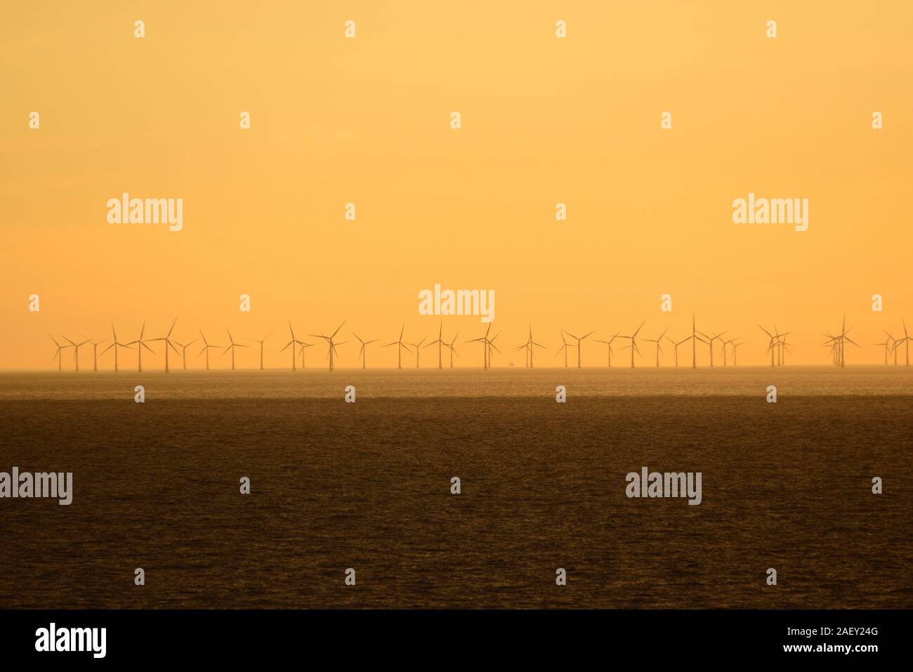 An offshore wind farm in the North Sea at sunset Stock Photo - Alamy