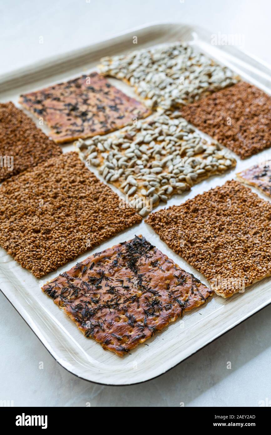 Turkish Homemade Snacks Biscuit with Sunflower Seeds, Sesame and Dill ...