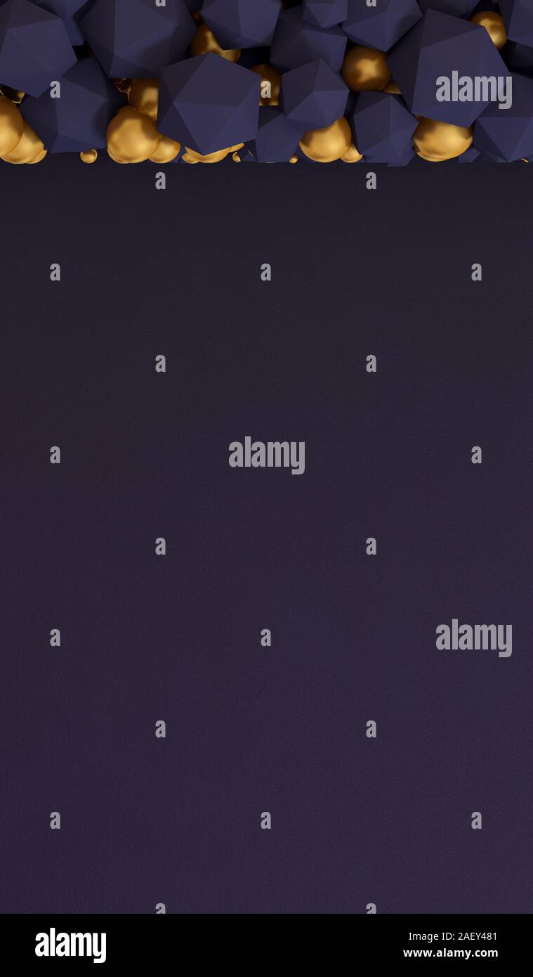 Black abstract background with 3D shapes and balls.3d rendering, 3d ...