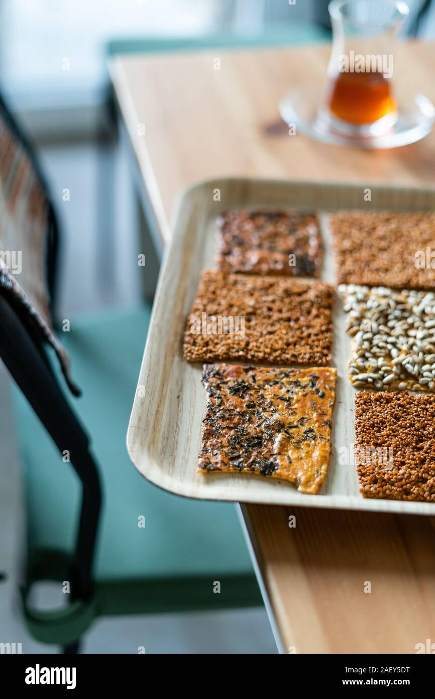 Turkish Homemade Snacks Biscuit with Sunflower Seeds, Sesame and Dill ...