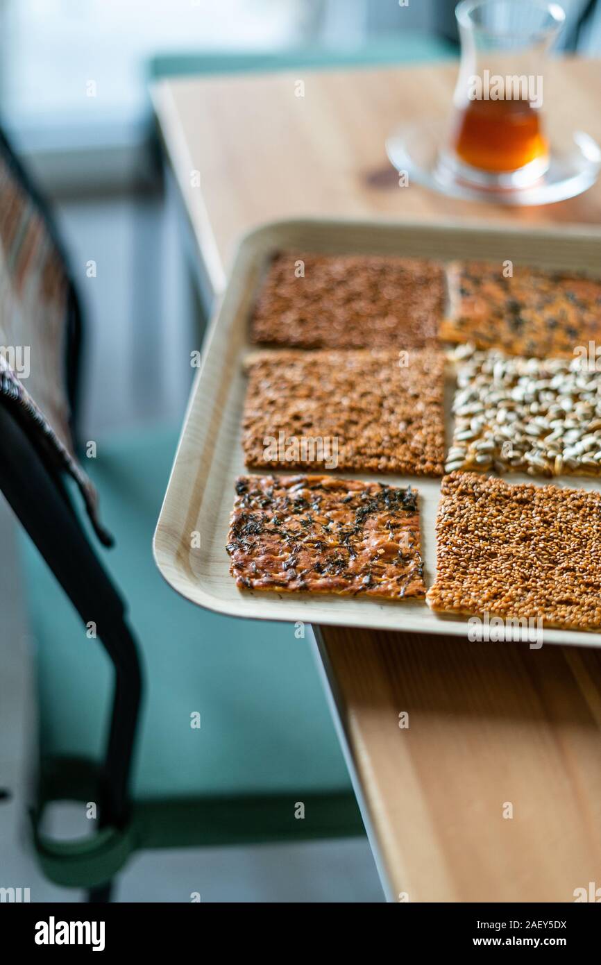Turkish Homemade Snacks Biscuit with Sunflower Seeds, Sesame and Dill ...