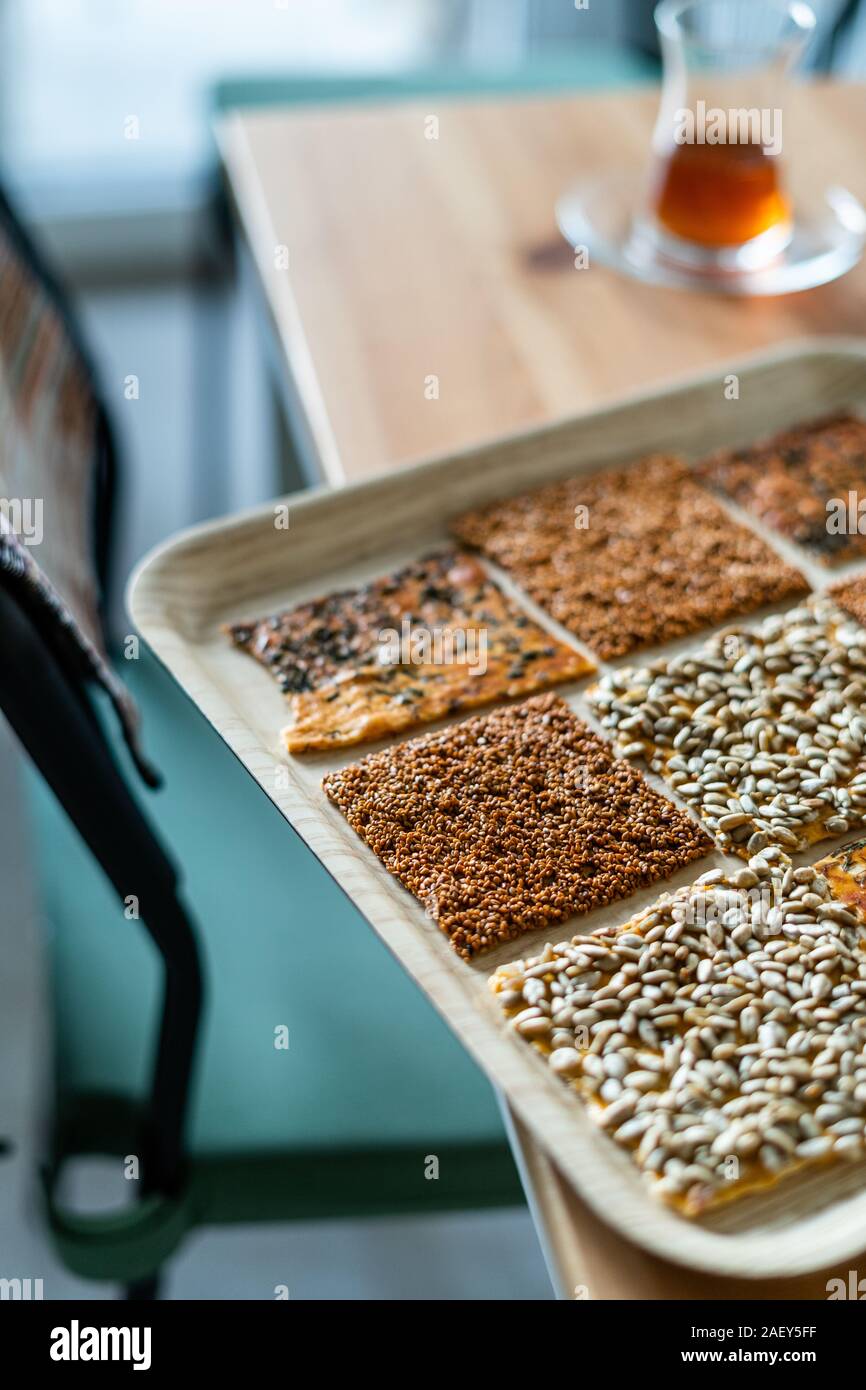 Turkish Homemade Snacks Biscuit with Sunflower Seeds, Sesame and Dill ...