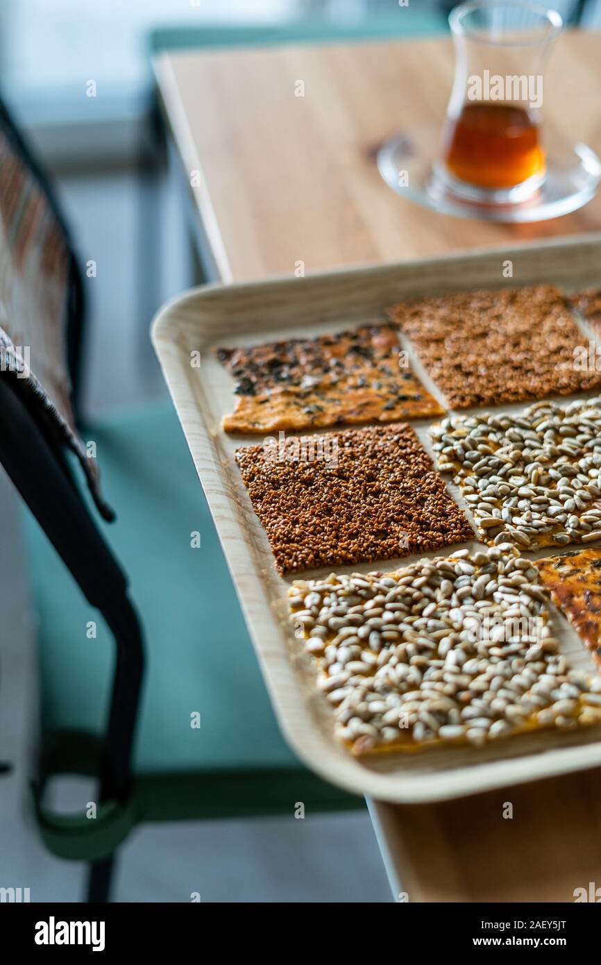 Turkish Homemade Snacks Biscuit with Sunflower Seeds, Sesame and Dill ...
