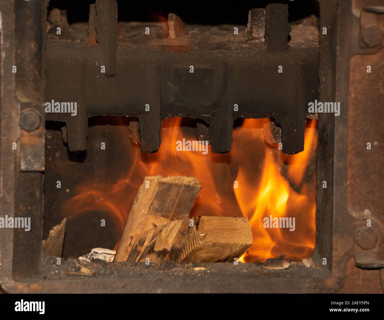 The fire burns in the stove winter home heating concept Stock Photo - Alamy
