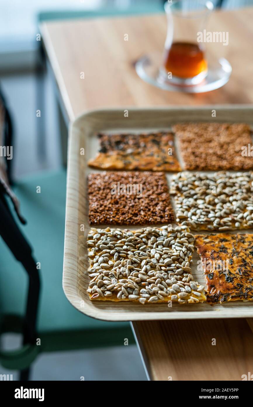 Turkish Homemade Snacks Biscuit with Sunflower Seeds, Sesame and Dill ...