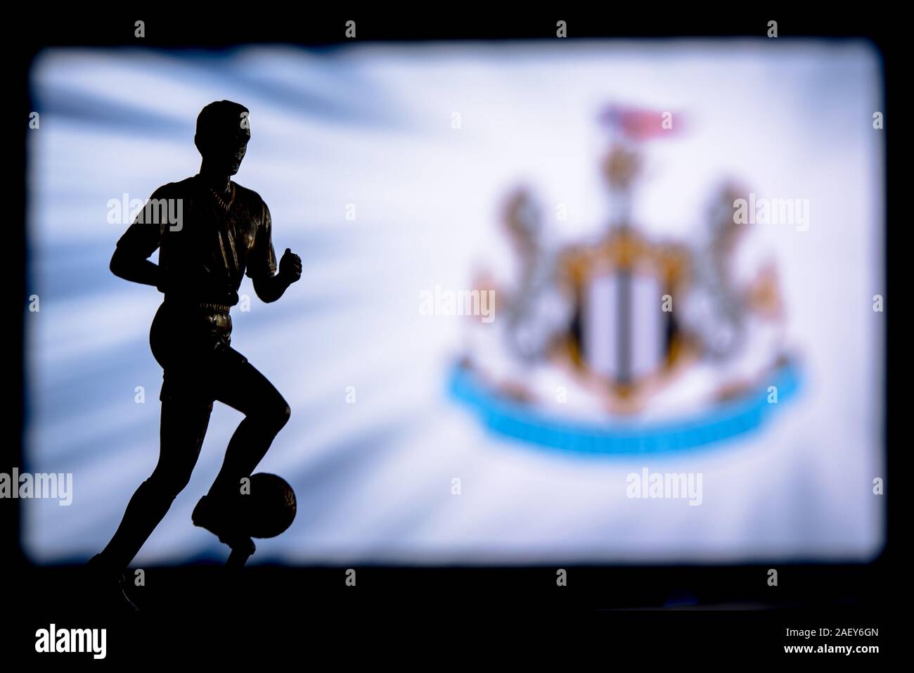 LONDON, ENGLAND, JULY. 1. 2019: Newcastle United Football club logo ...