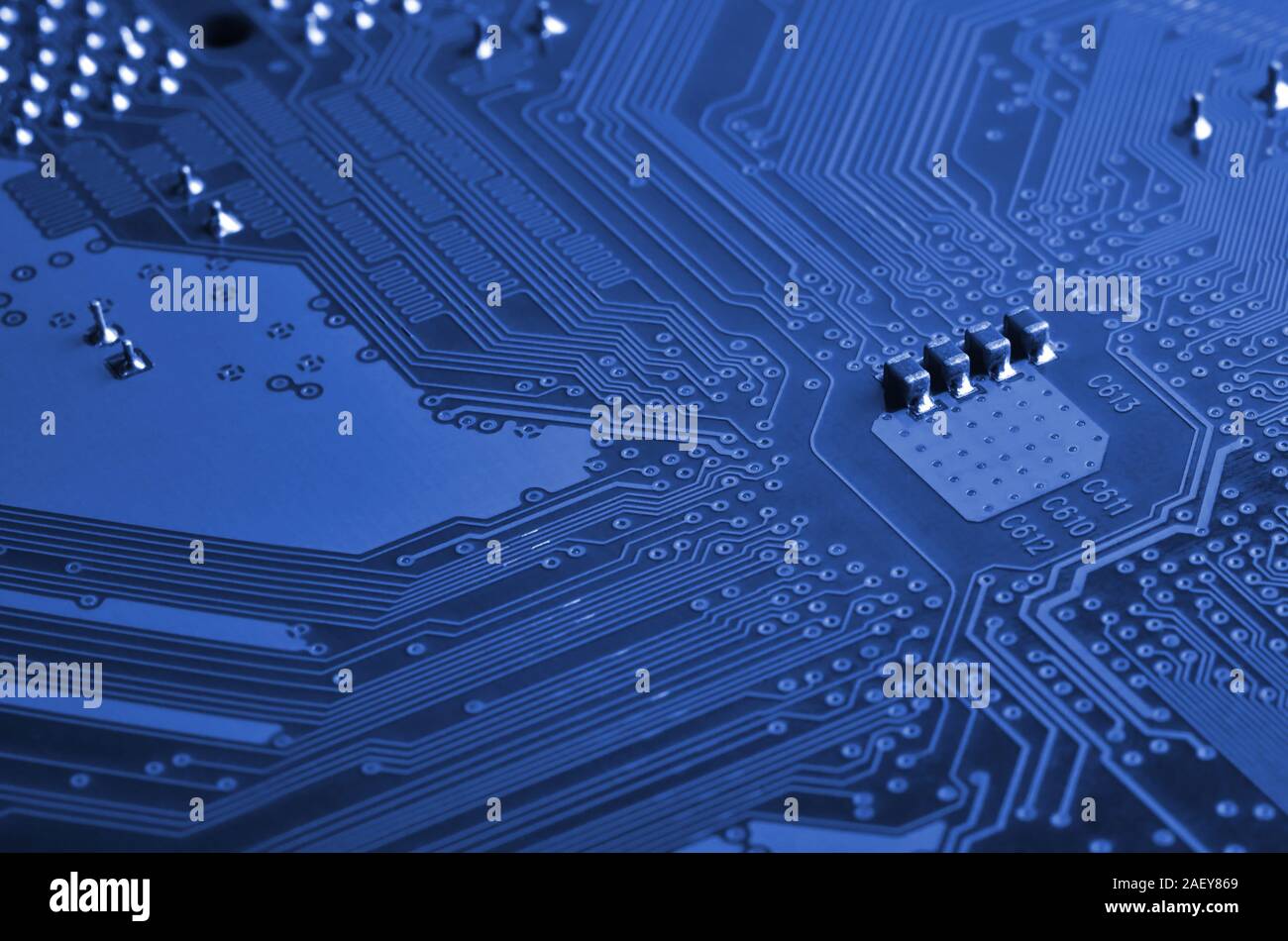 Close up of colored micro circuit board. Abstract technology background ...