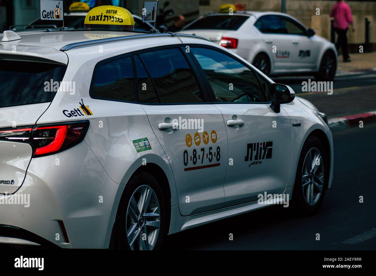Tel Aviv Israel December 07, 2019 View of traditional Israeli taxi ...