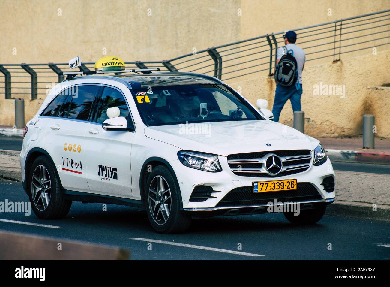 Tel Aviv Israel December 07, 2019 View of traditional Israeli taxi ...