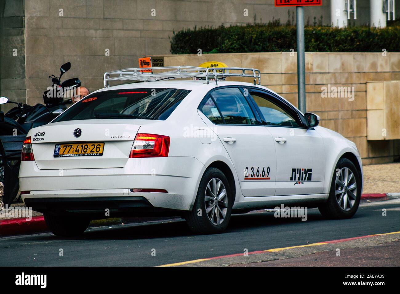 Tel Aviv Israel December 07, 2019 View of traditional Israeli taxi ...
