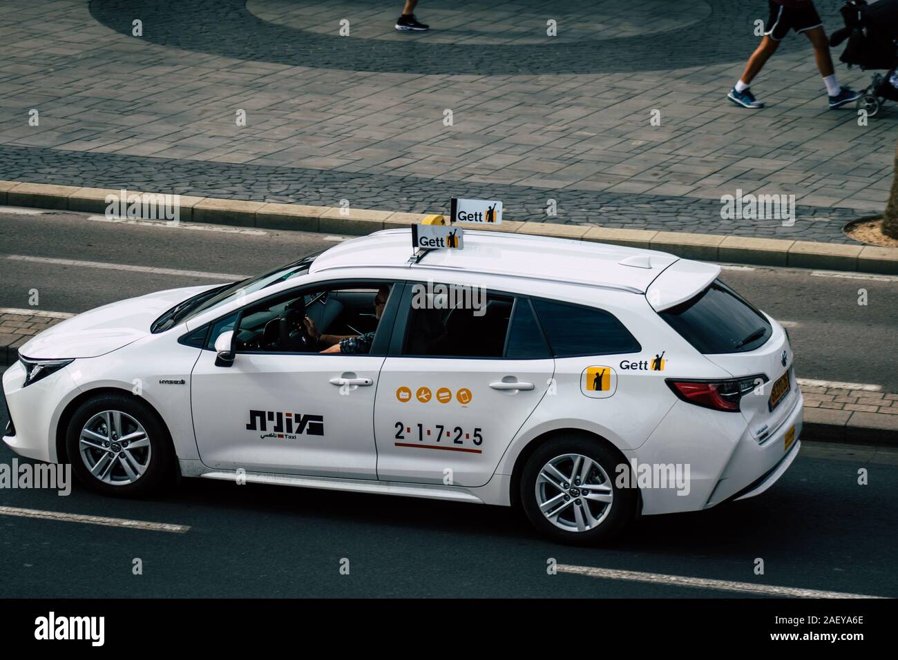 Tel Aviv Israel December 07, 2019 View of traditional Israeli taxi ...