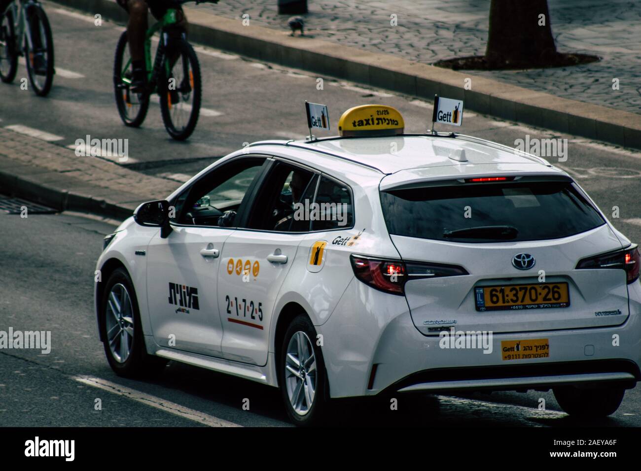 Tel Aviv Israel December 07, 2019 View of traditional Israeli taxi ...