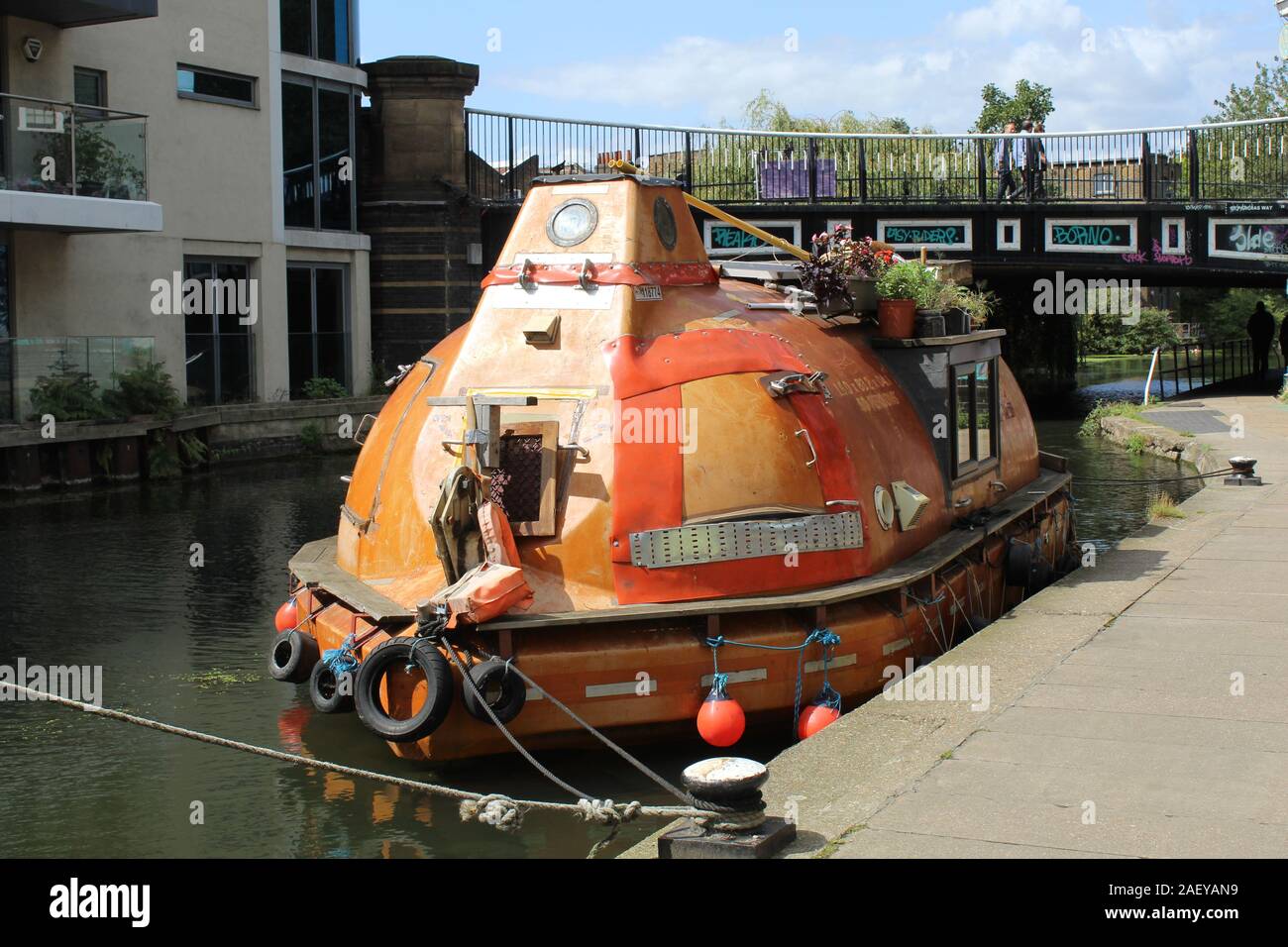Orange Barge London Stock Photo - Alamy