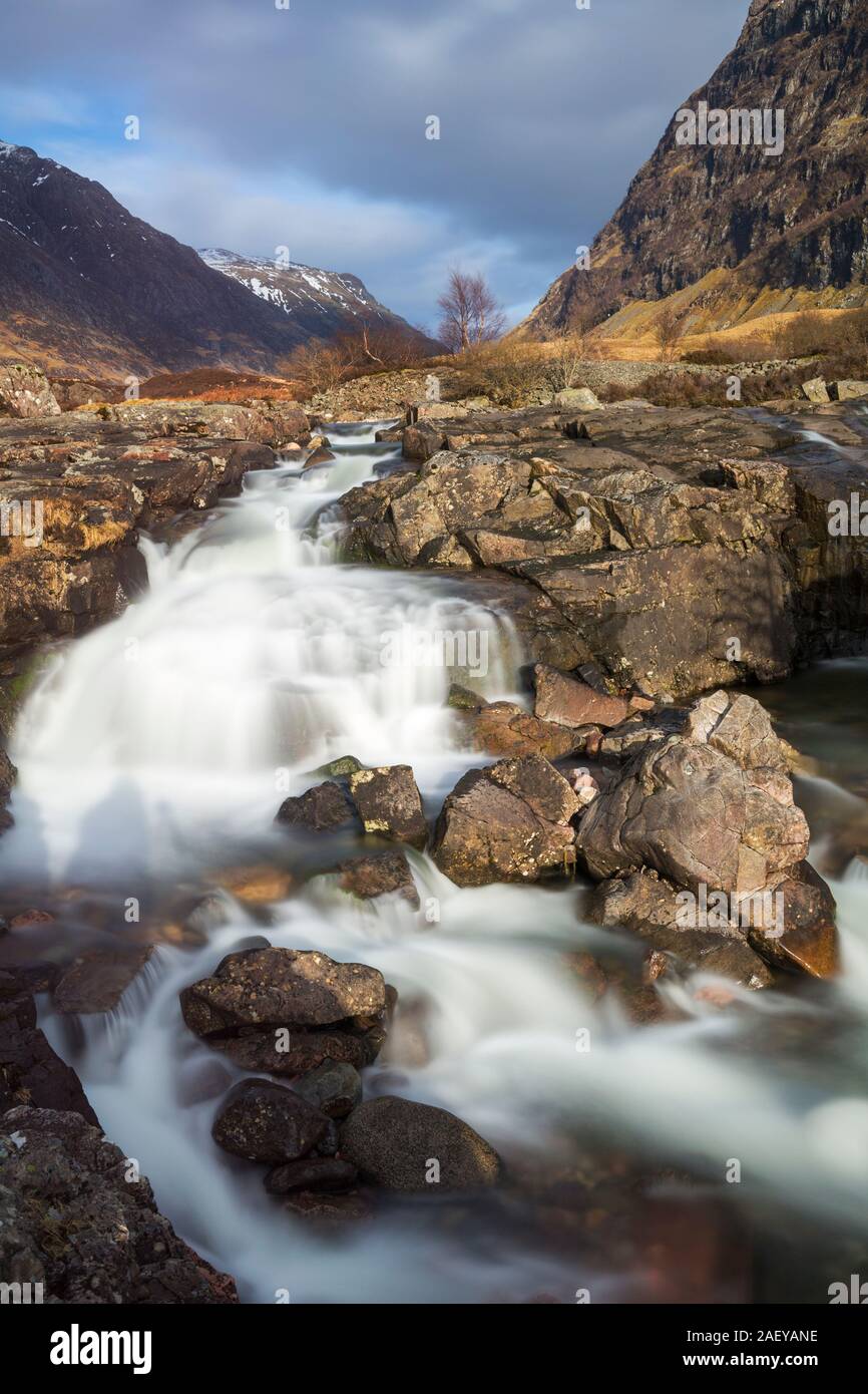 Clachaig falls and mountain aonach dubh hi-res stock photography and ...