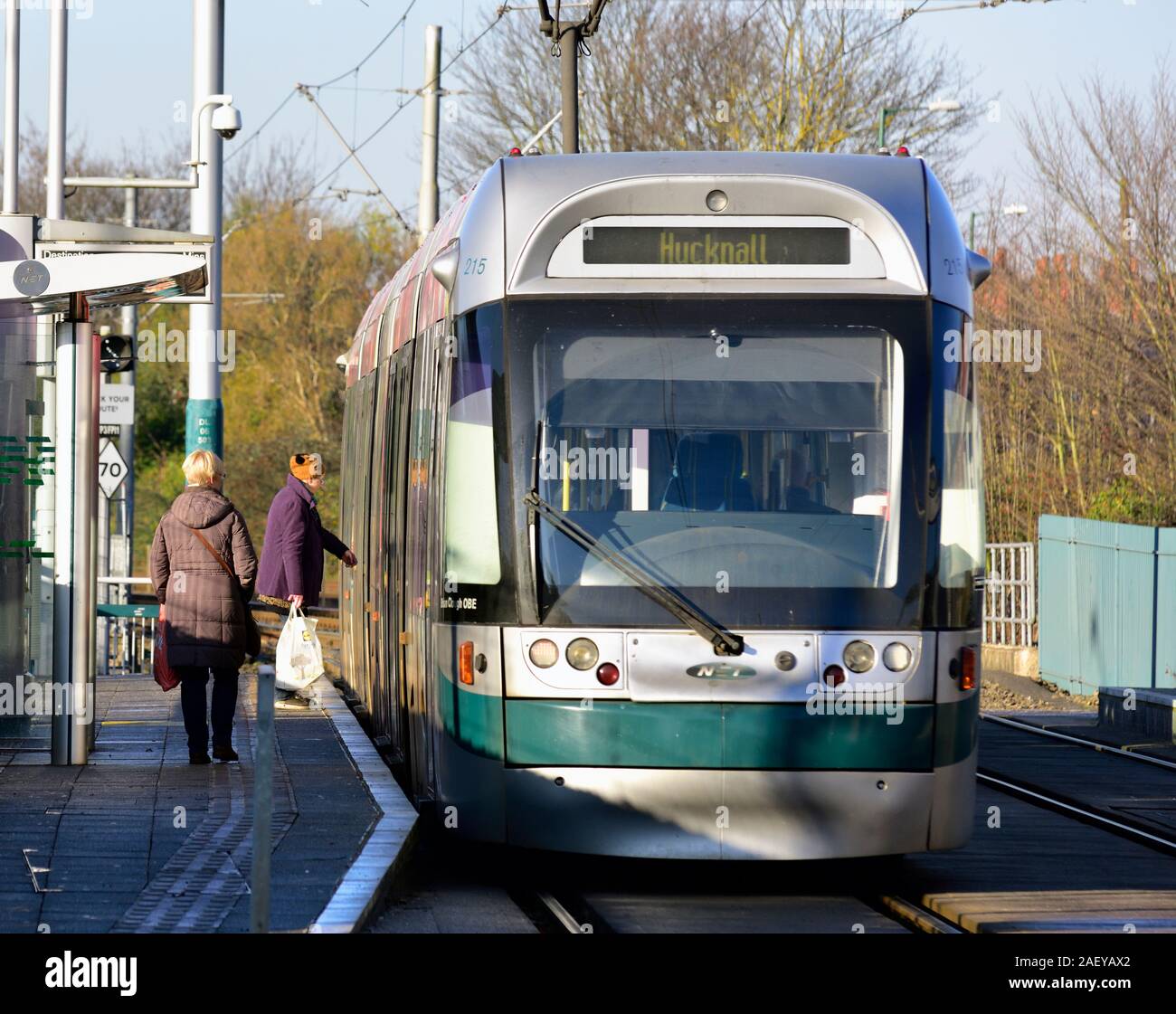 Nottingham tram picking up and dropping off passengers at the David ...