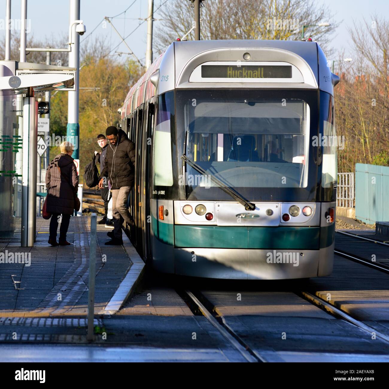 Nottingham tram picking up and dropping off passengers at the David ...