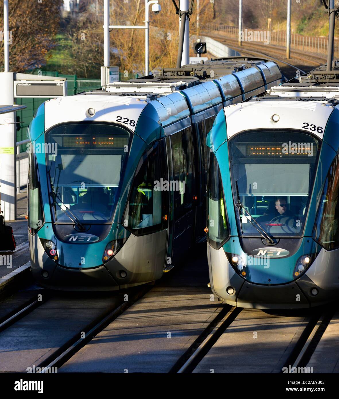 Two Nottingham trams side by side at David lane tram stop,Basford ...