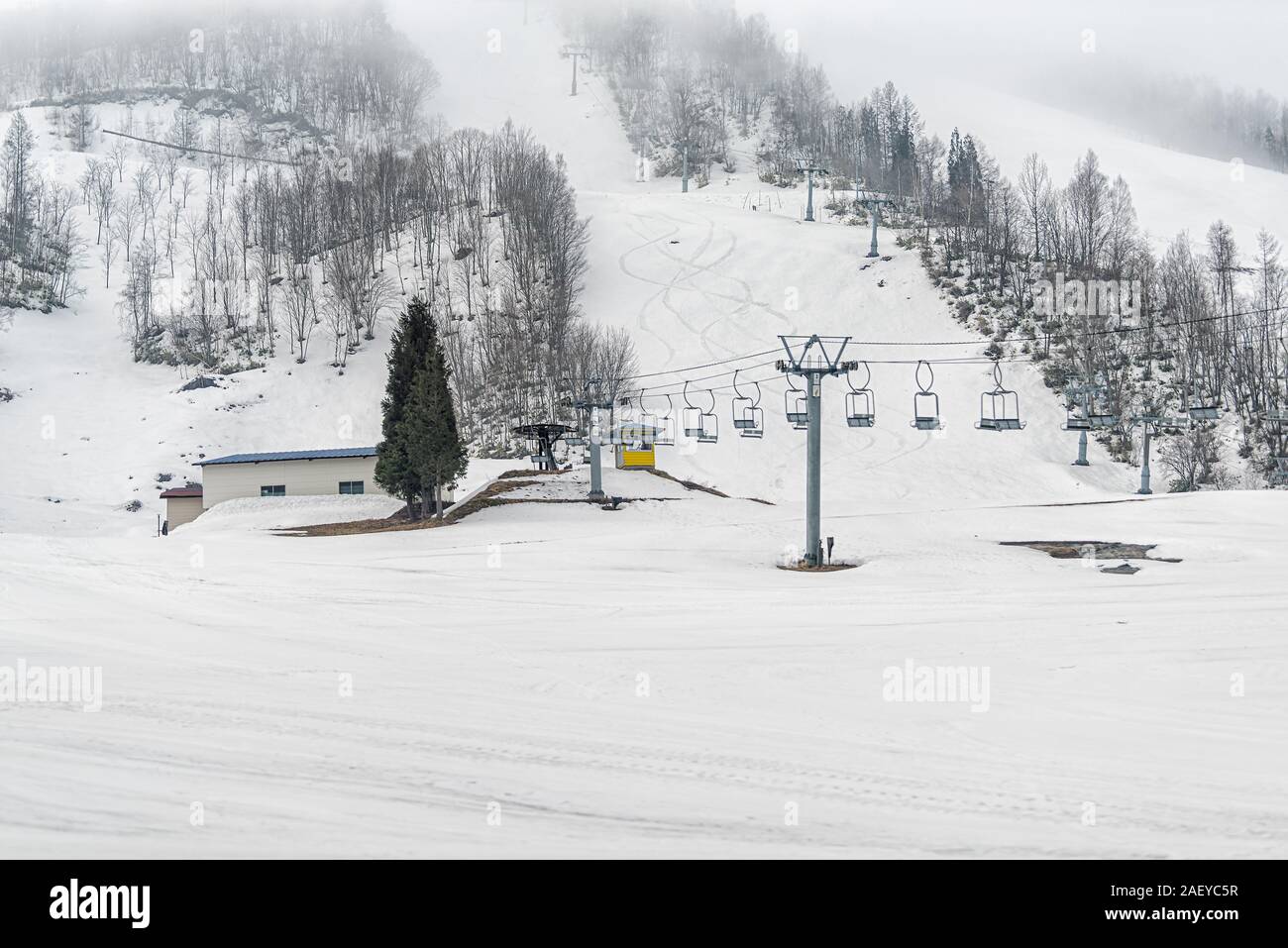 Takayama, Japan in Gifu Prefecture, Japan with ski resort lift near ...