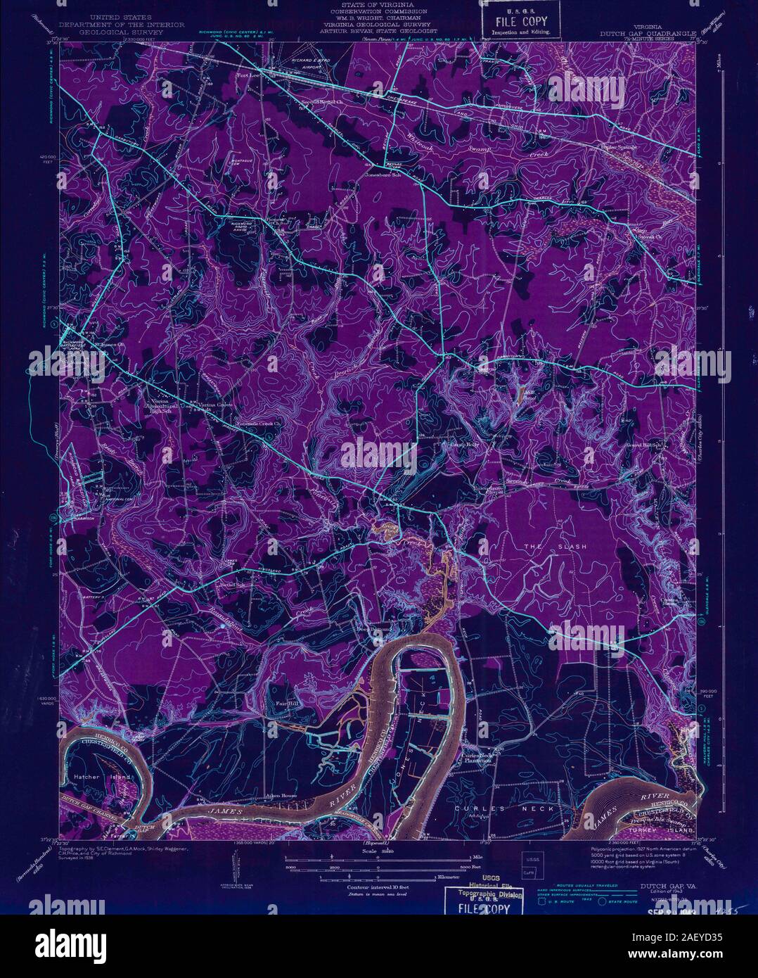 VA Dutch Gap 187399 1943 31680 Inverted Stock Photo - Alamy