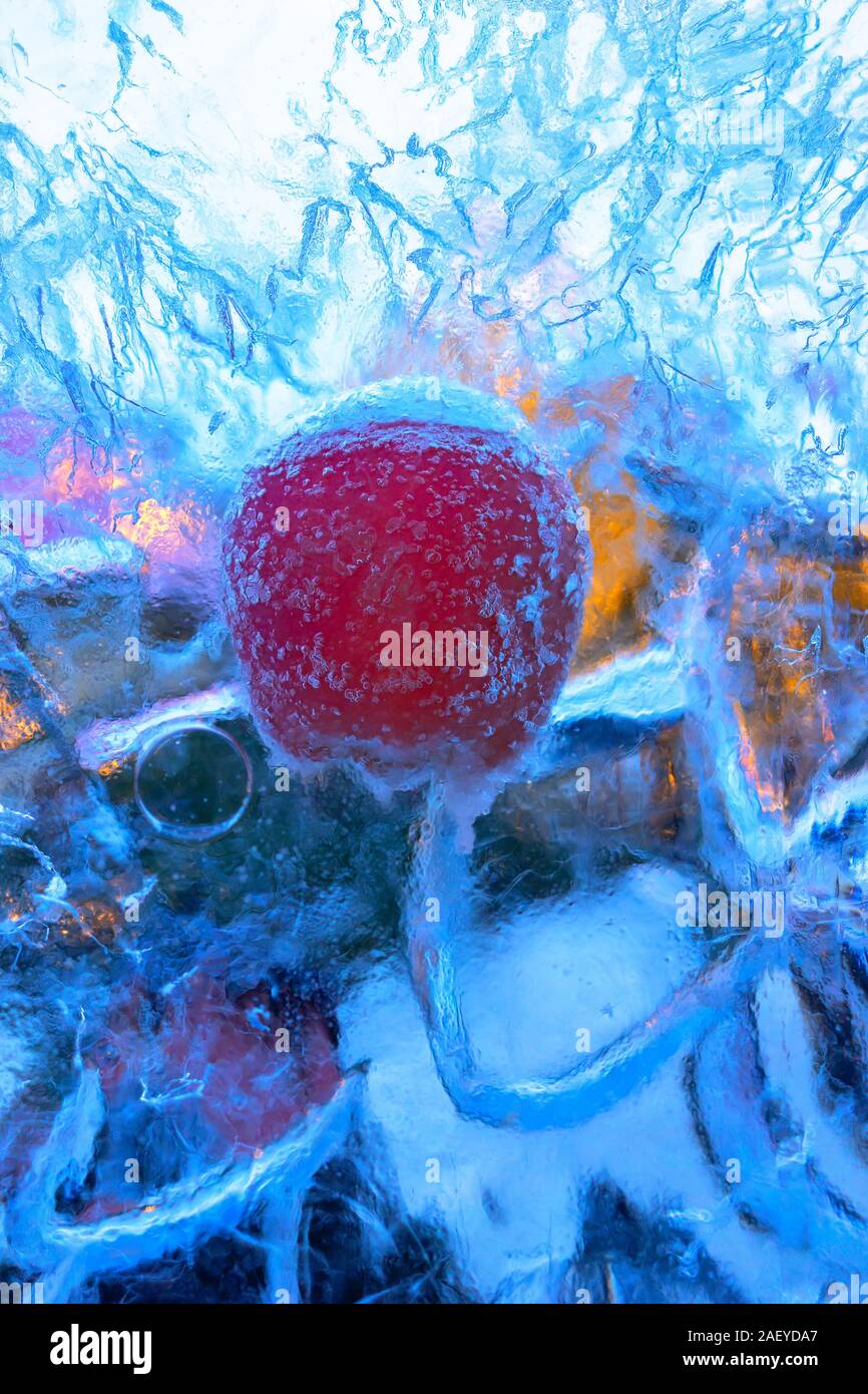 Frozen fresh apples in ice Stock Photo - Alamy