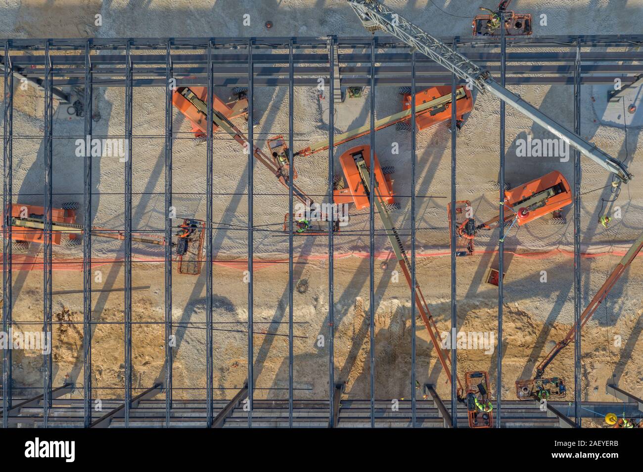 Workers constructing steel commercial building in Georgia Stock Photo ... Workers constructing steel commercial building in Georgia Stock Photo ...
