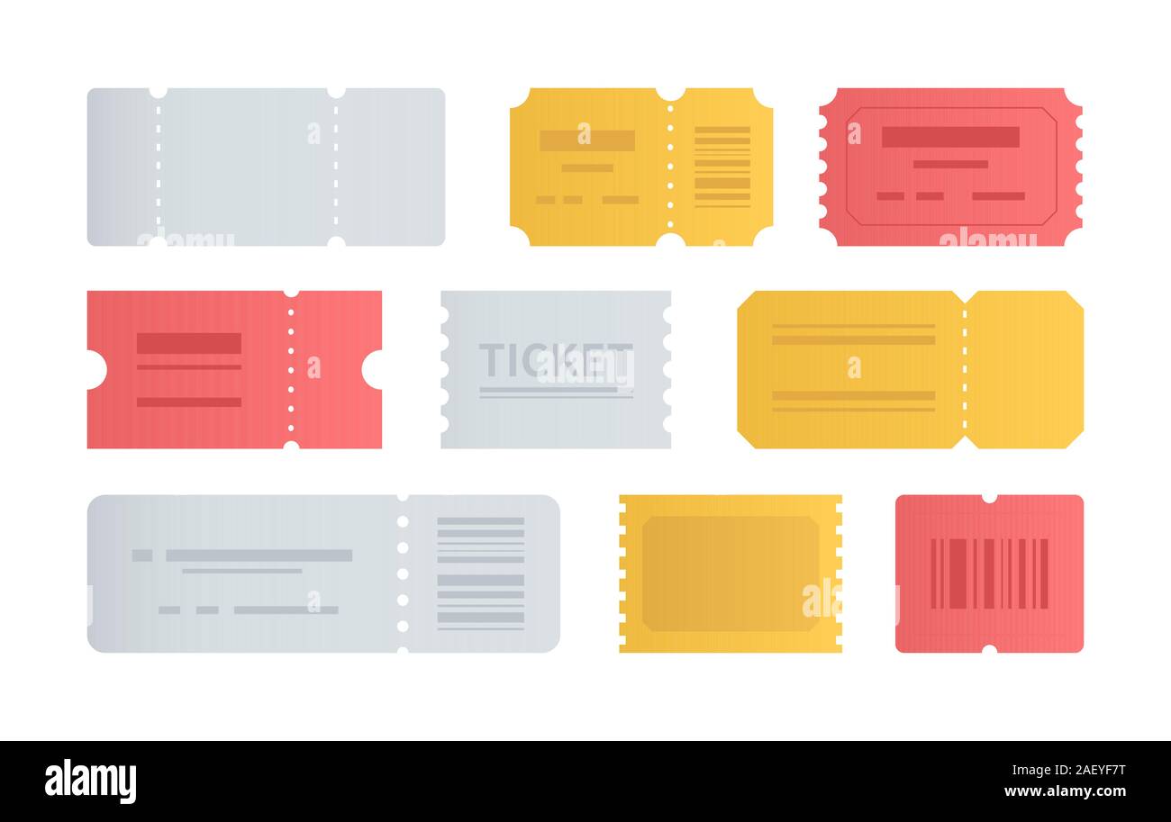 Colorful tickets collection - set of vector flat design style elements ...
