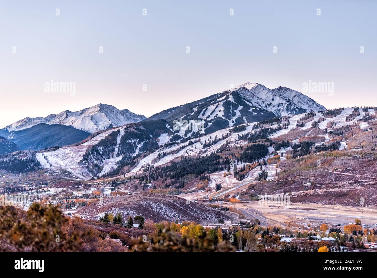 Aspen, Colorado rocky mountains high angle view of snow covered ...